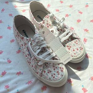 Superga | Shoes | Superga Red Floral High Top Sneakers Never Worn Size ...
